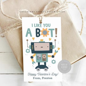 Blue Robot Valentine's Day Card Printable I Like You A Bot Valentine ...