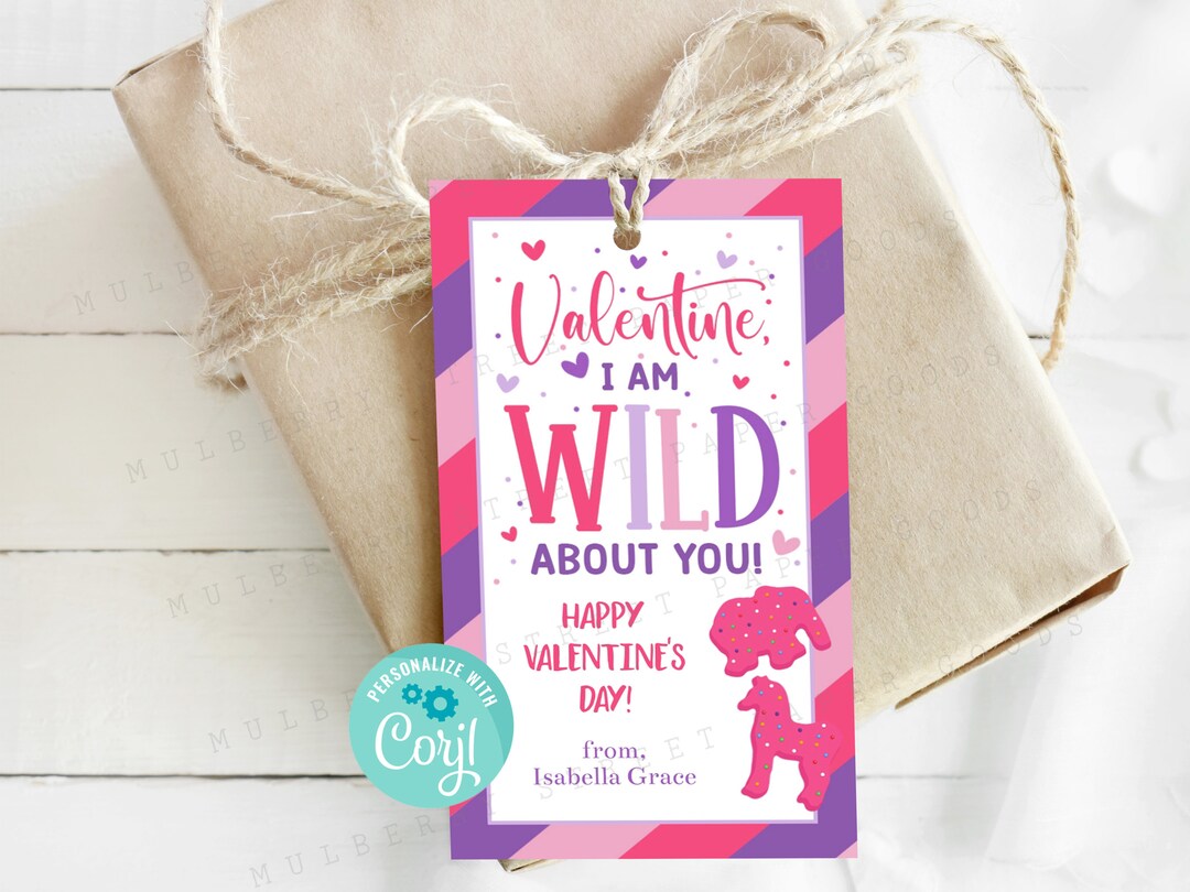 Printable I Am Wild About You Valentine's Day Gift Tag, Kids Classroom ...