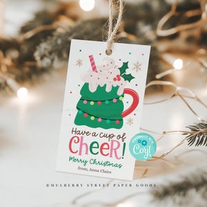 Holiday Hot Cocoa Gift Tag Printable Have a Cup of Cheer Christmas Mug ...
