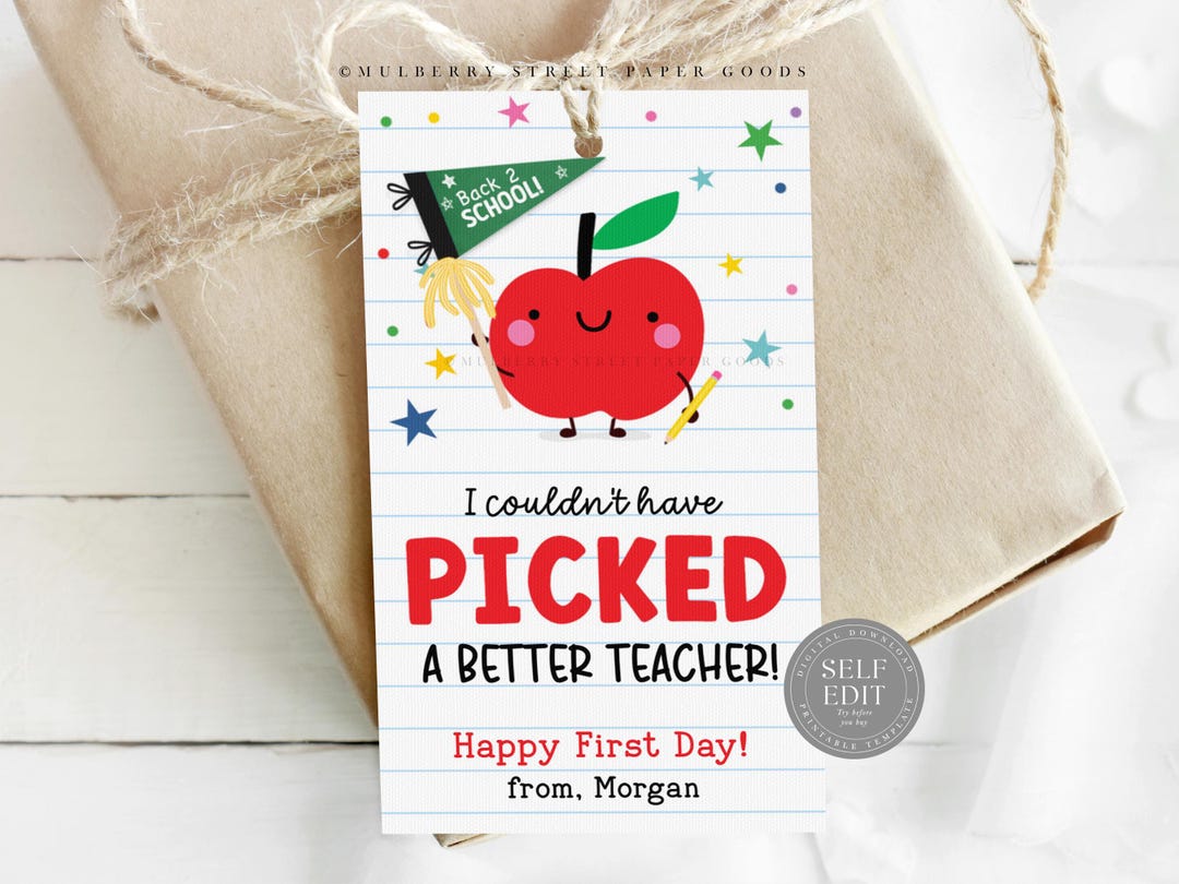 Editable Apple Back to School Gift Tag Template Digital Download First ...