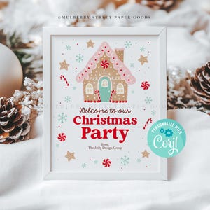 Editable Christmas Party Sign Printable Gingerbread House Decorating ...