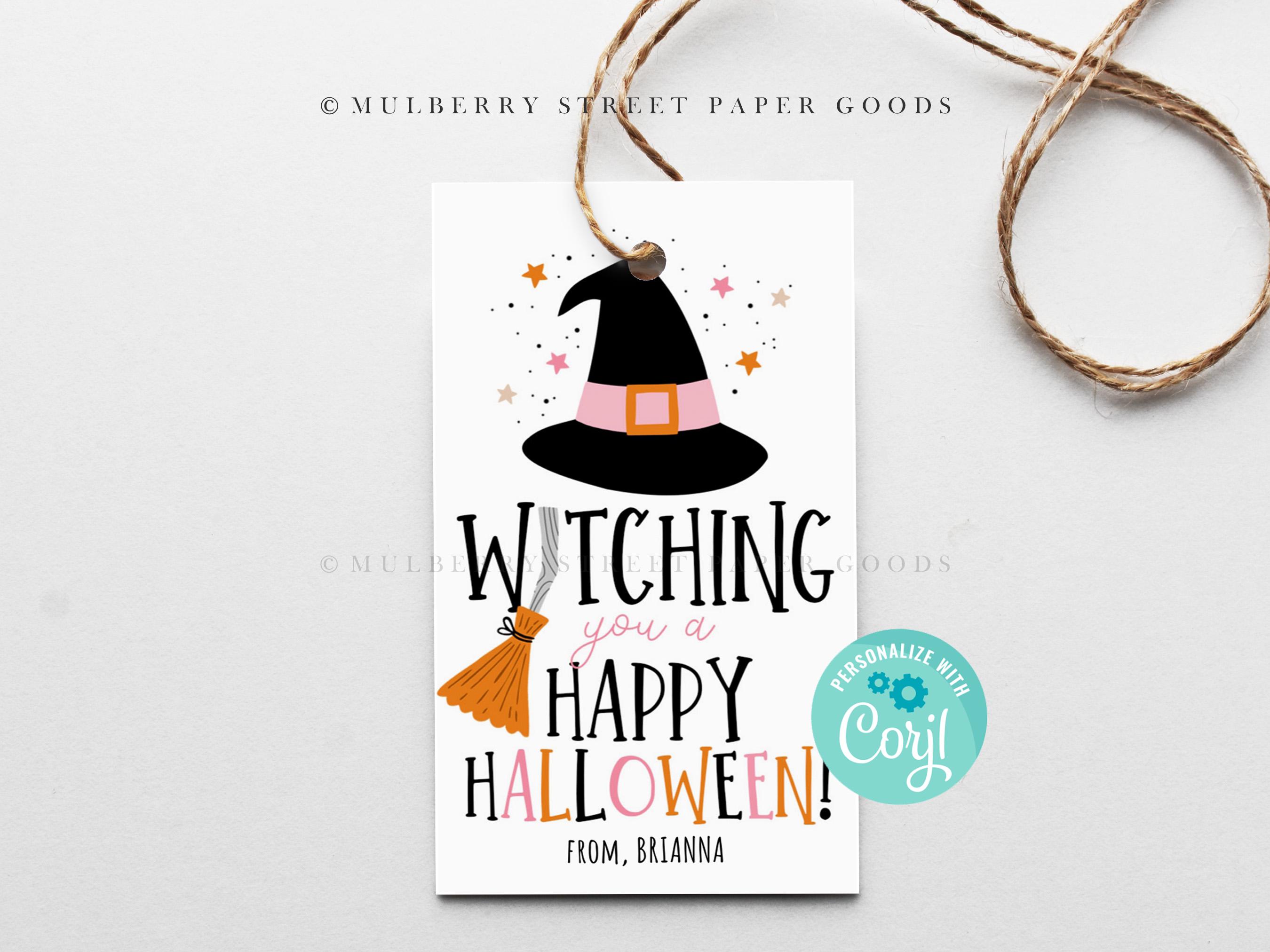 Halloween Gift Tag Printable, Happy Halloween Treat Bag Tag, Witch ...
