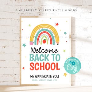 Editable Welcome Back to School Sign Printable, First Day of School ...
