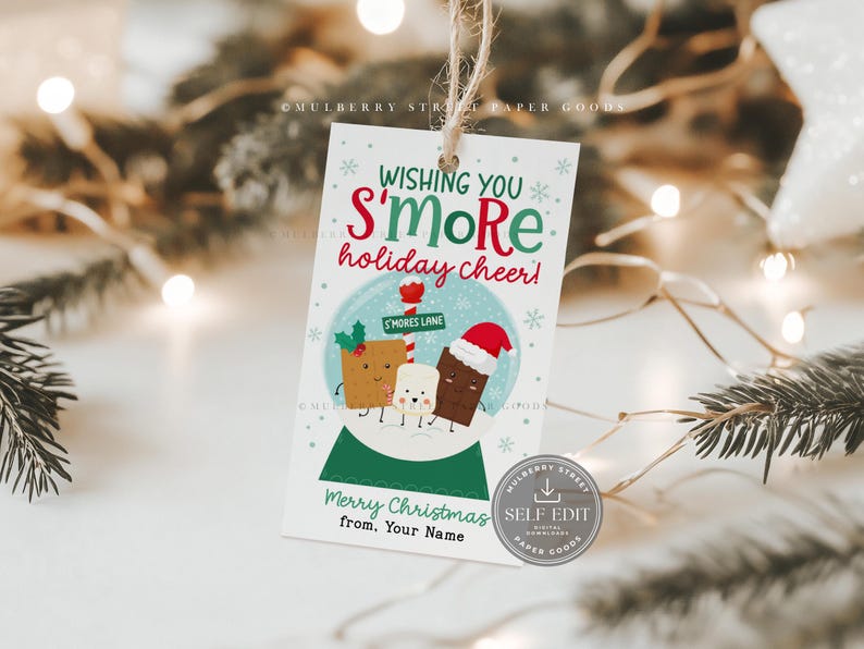 Christmas S'mores Gift Tag Printable Digital Download Holiday Treat ...