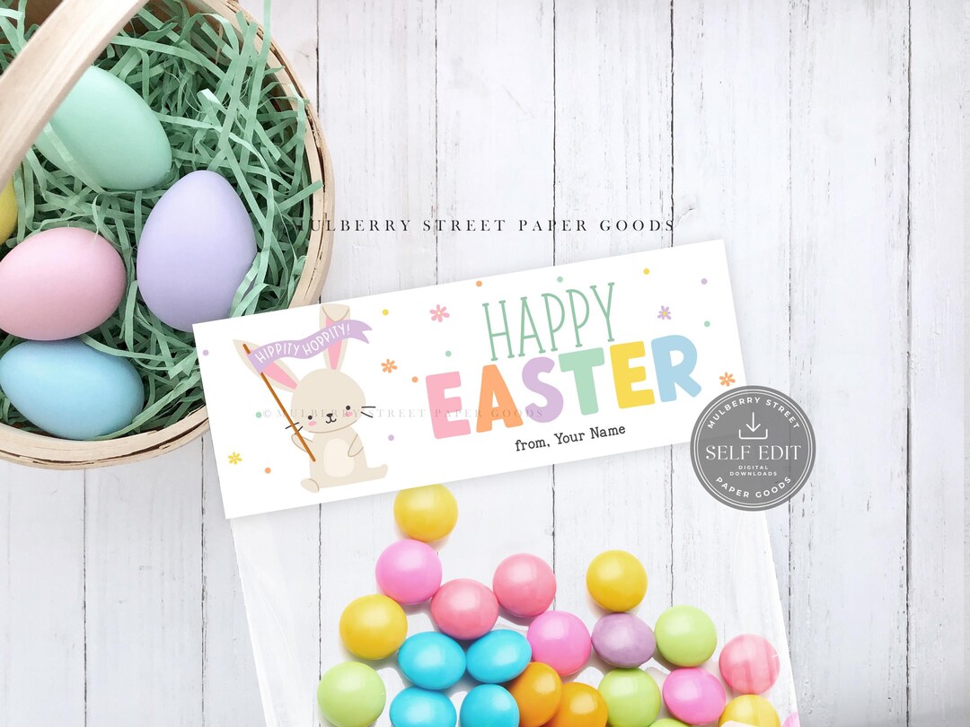 Happy Easter Bag Topper Printable, Personalized School Treat Topper ...