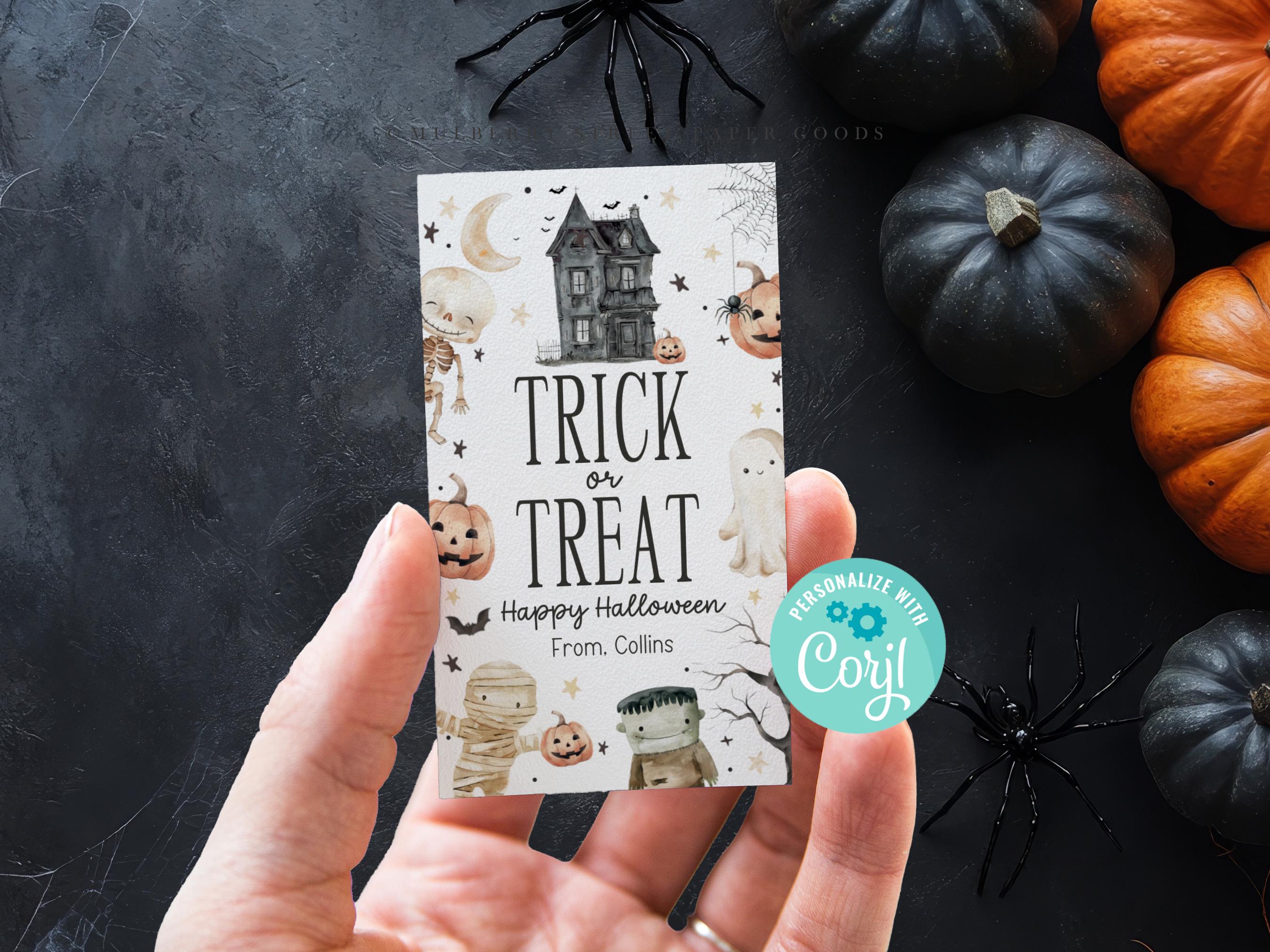Editable Halloween Gift Tag Printable Trick or Treat Tag Boo Basket ...