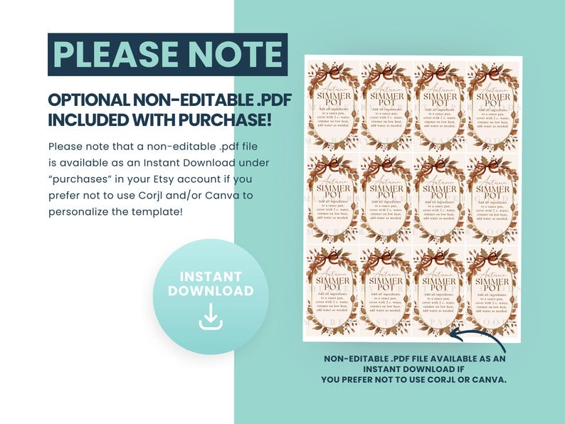 Editable Autumn Simmer Pot Gift Tag Printable Digital Download Handmade ...