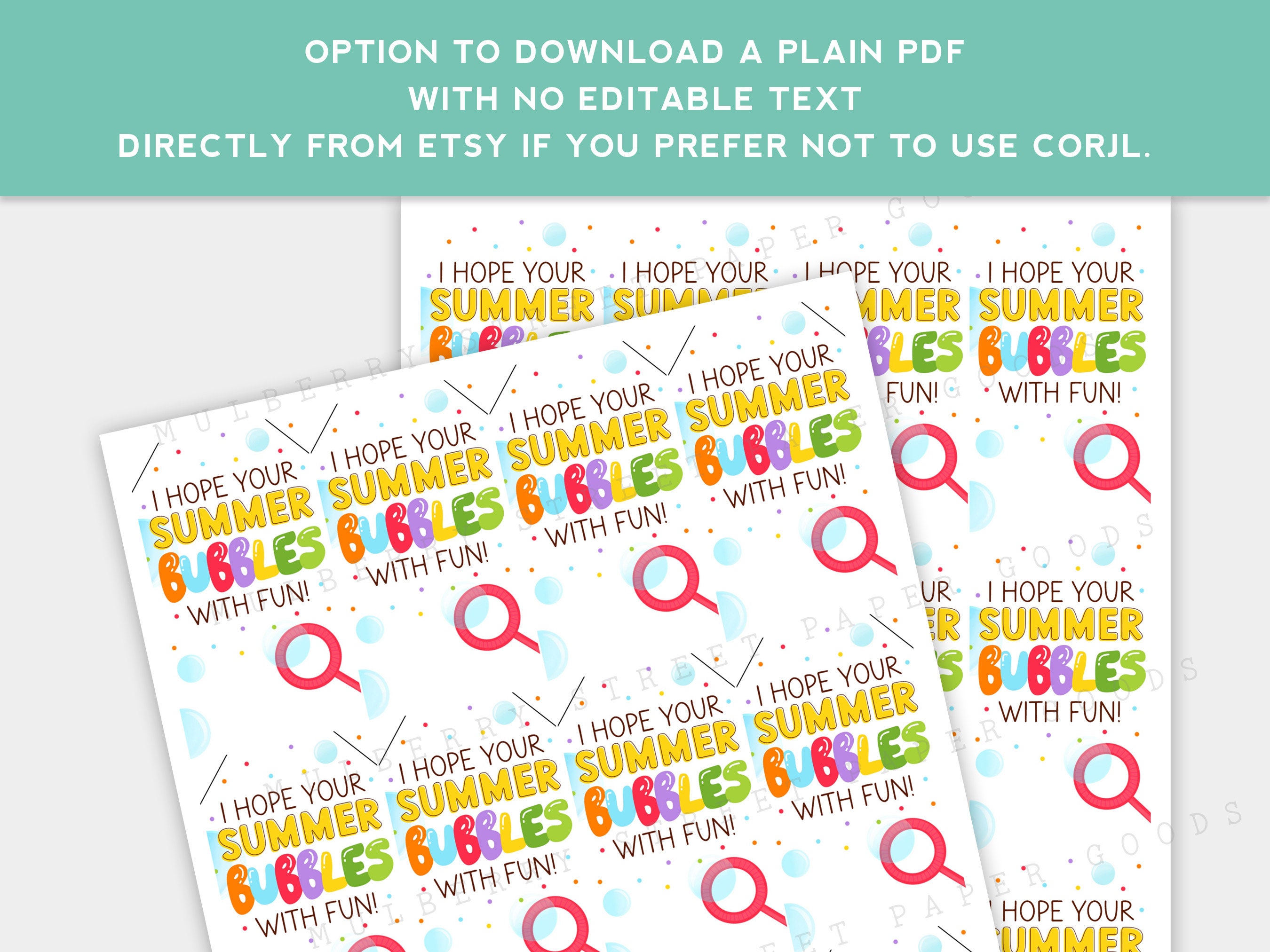 I Hope Your Summer Bubbles With Fun End of School Year Gift Tag ...