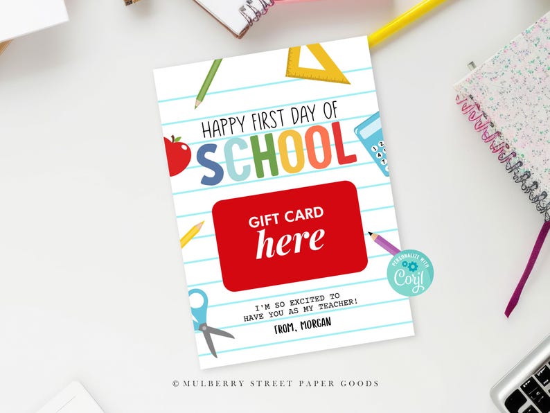 Printable First Day of School Gift Card Holder, Welcome Back to School ...