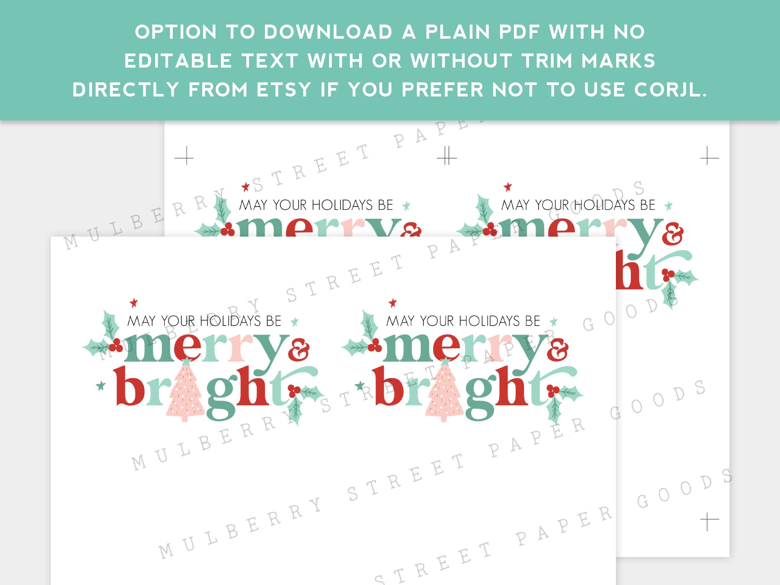 Printable Merry and Bright Christmas Gift Card Holder - Etsy