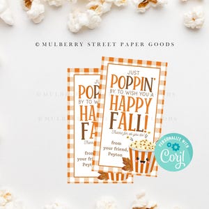Fall Popcorn Gift Tag Template Printable Just Poppin by Happy Fall ...