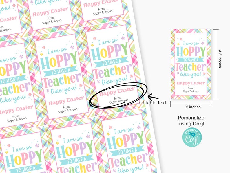 Teacher Easter Gift Tag Printable Instant Download Personalized Easter ...