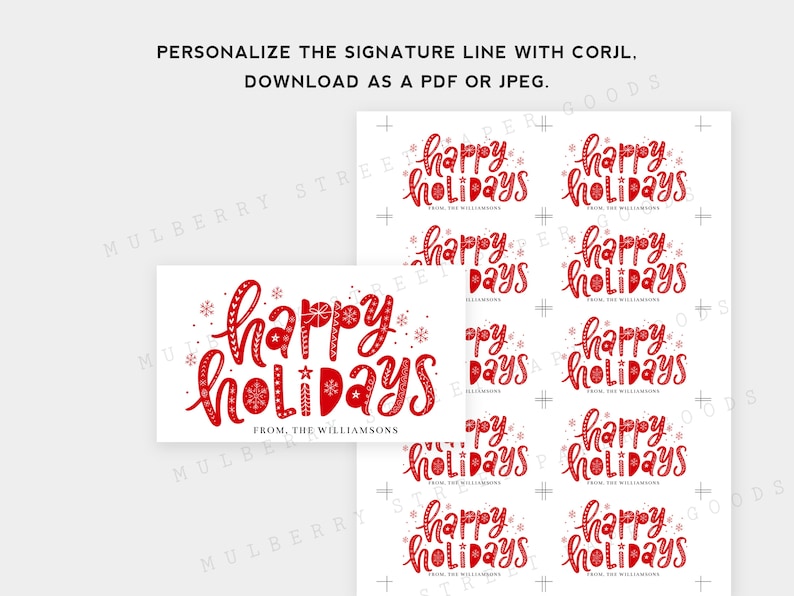Printable Happy Holidays Gift Tag Christmas or Holiday Party - Etsy