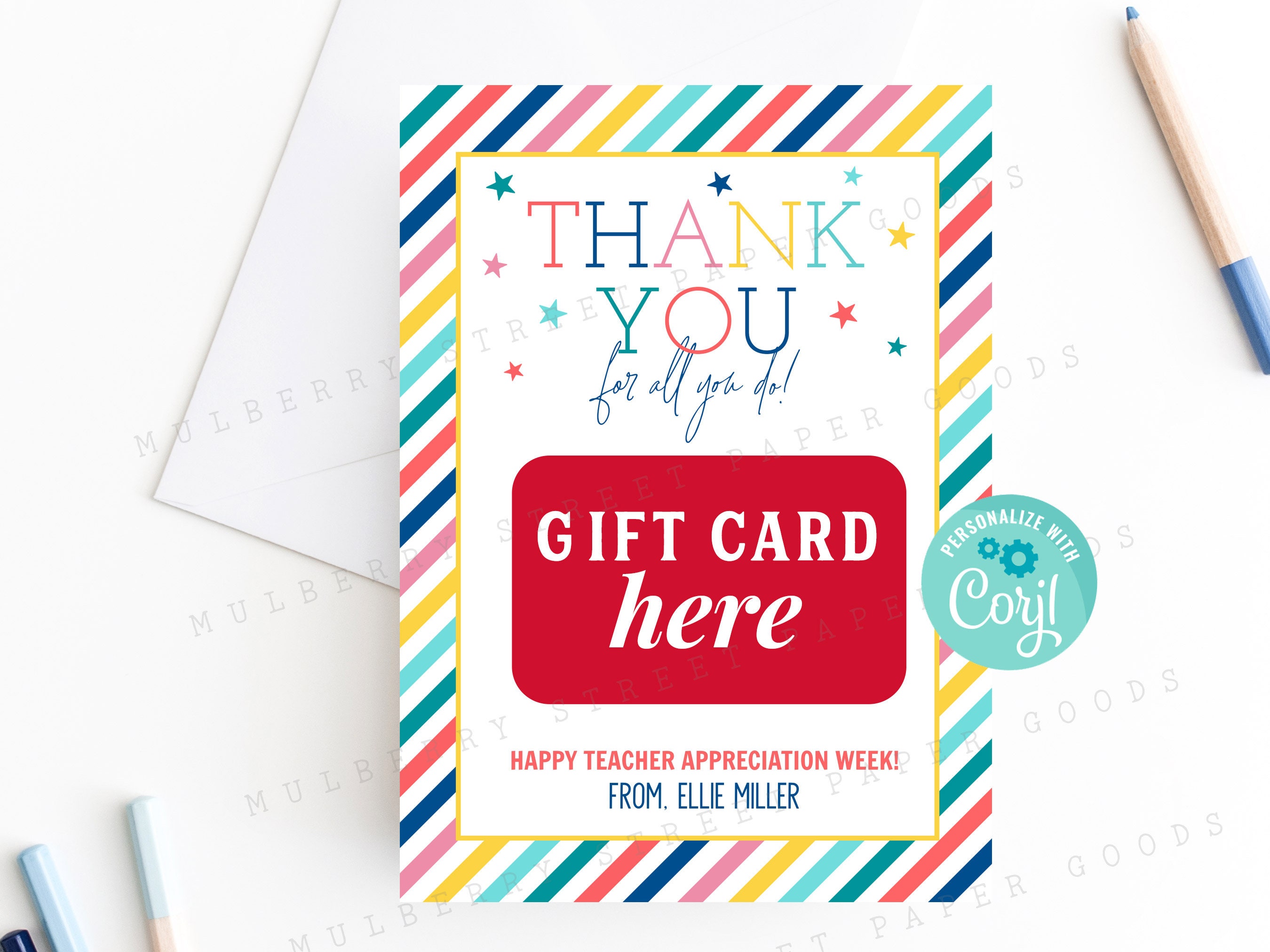 Printable Thanks for All You Do Gift Card Holder Instant - Etsy