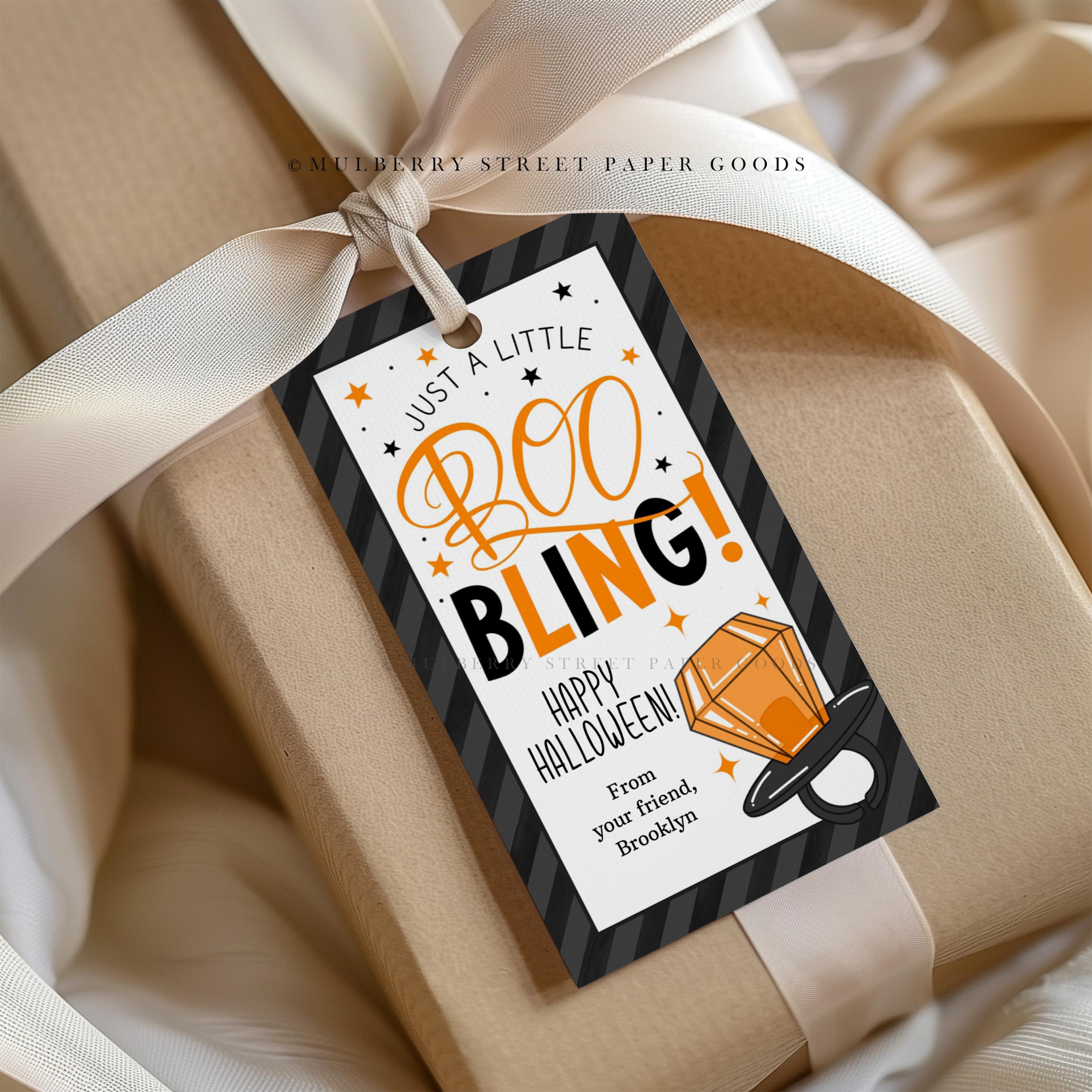 Printable Halloween Ring Pop Gift Tag Just A Little Boo Bling Trick or ...
