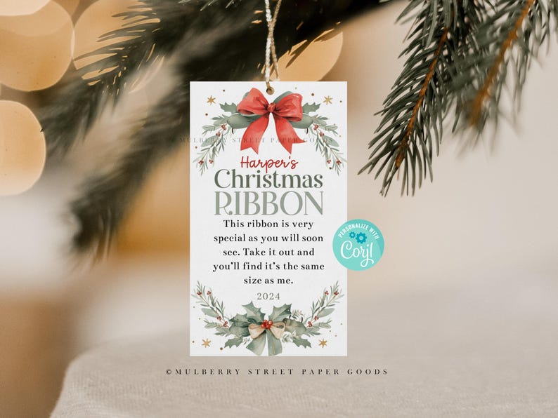 Personalized Christmas Ribbon Gift Tag Printable Kids Christmas Ribbon ...