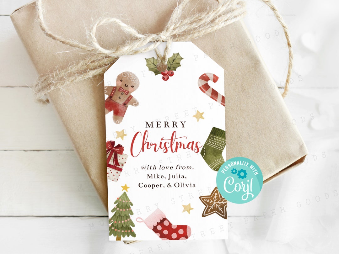 Fully Editable Christmas Gift Tag, All Text Editable Holiday Gift Tag ...