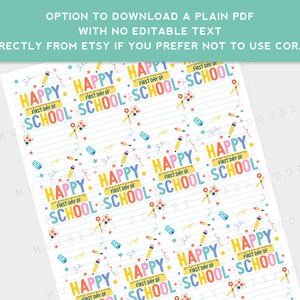 Happy First Day of School Gift Tag Printable, Instant Download Welcome ...