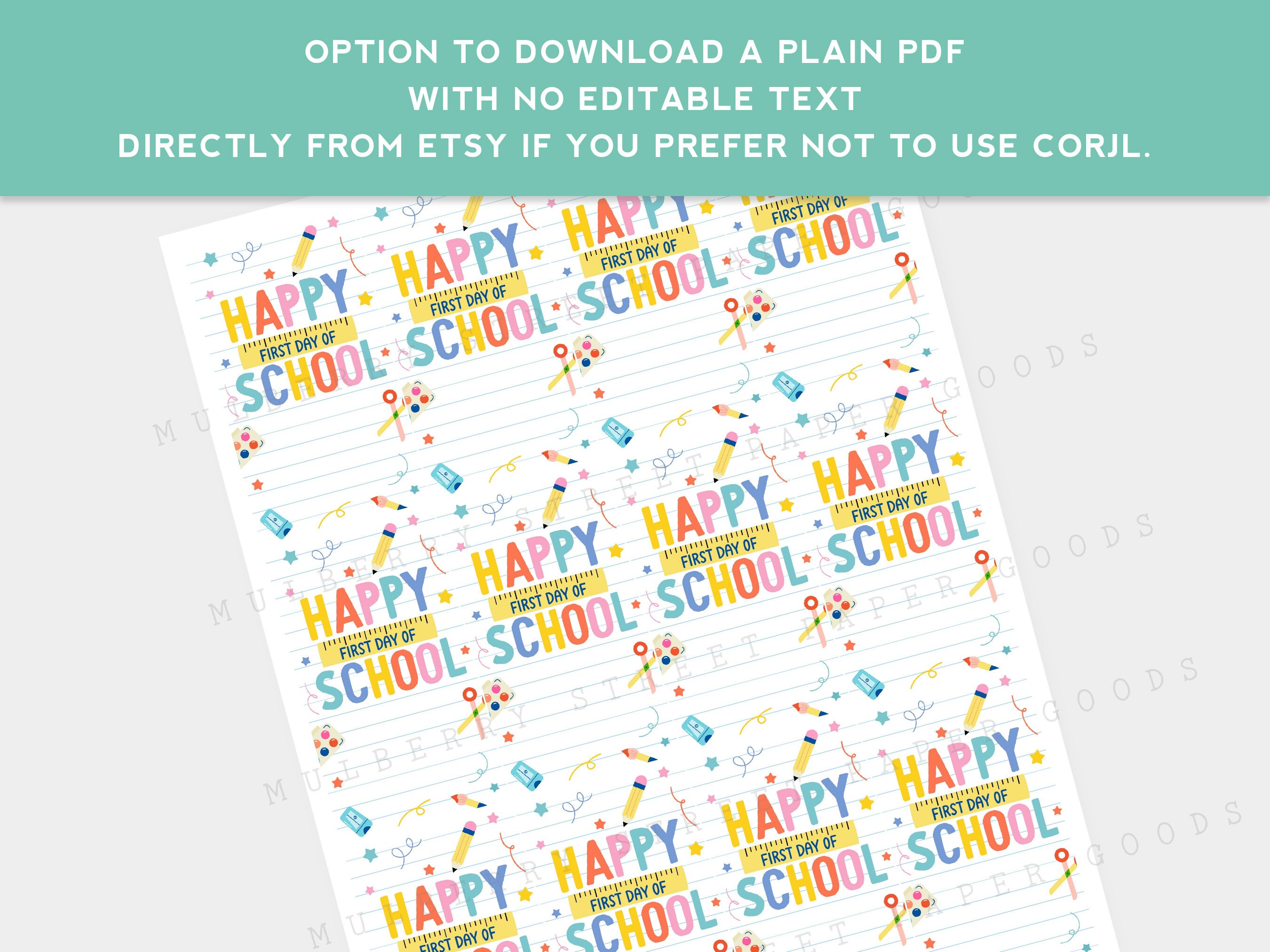 Happy First Day of School Gift Tag Printable, Instant Download Welcome ...