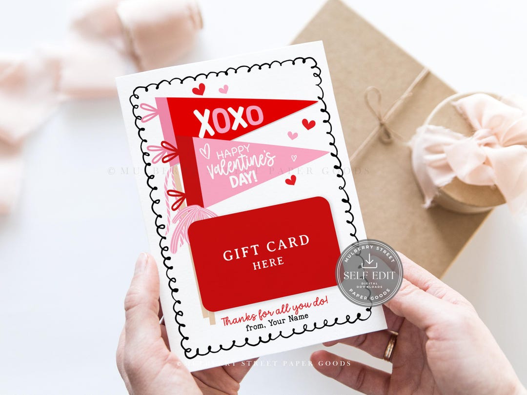 Valentine Gift Card Holder Printable Digital Download Canva Template ...
