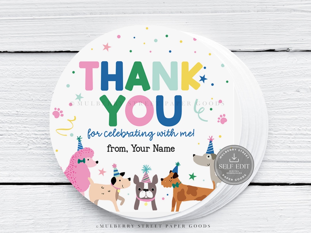 Puppy Dog Birthday Party Favor Gift Tag Printable Digital Download ...