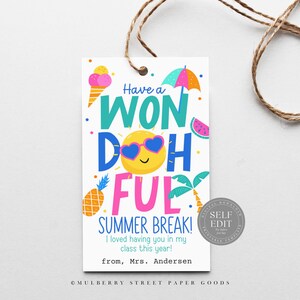 Summer Break Gift Tag Instant Download End of School Year Summer ...
