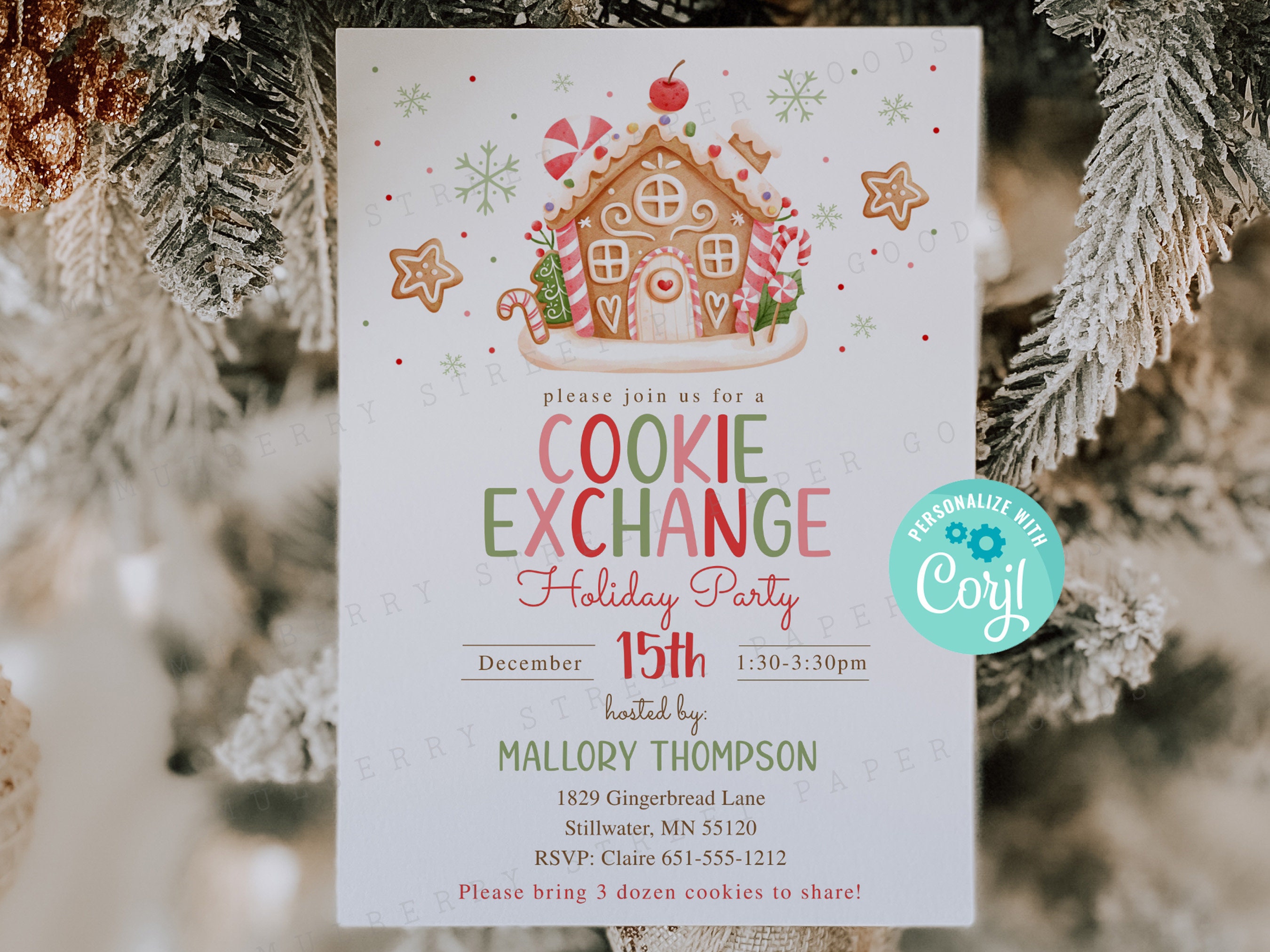 Cookie Exchange Holiday Party Invitation Template, Printable Cute ...