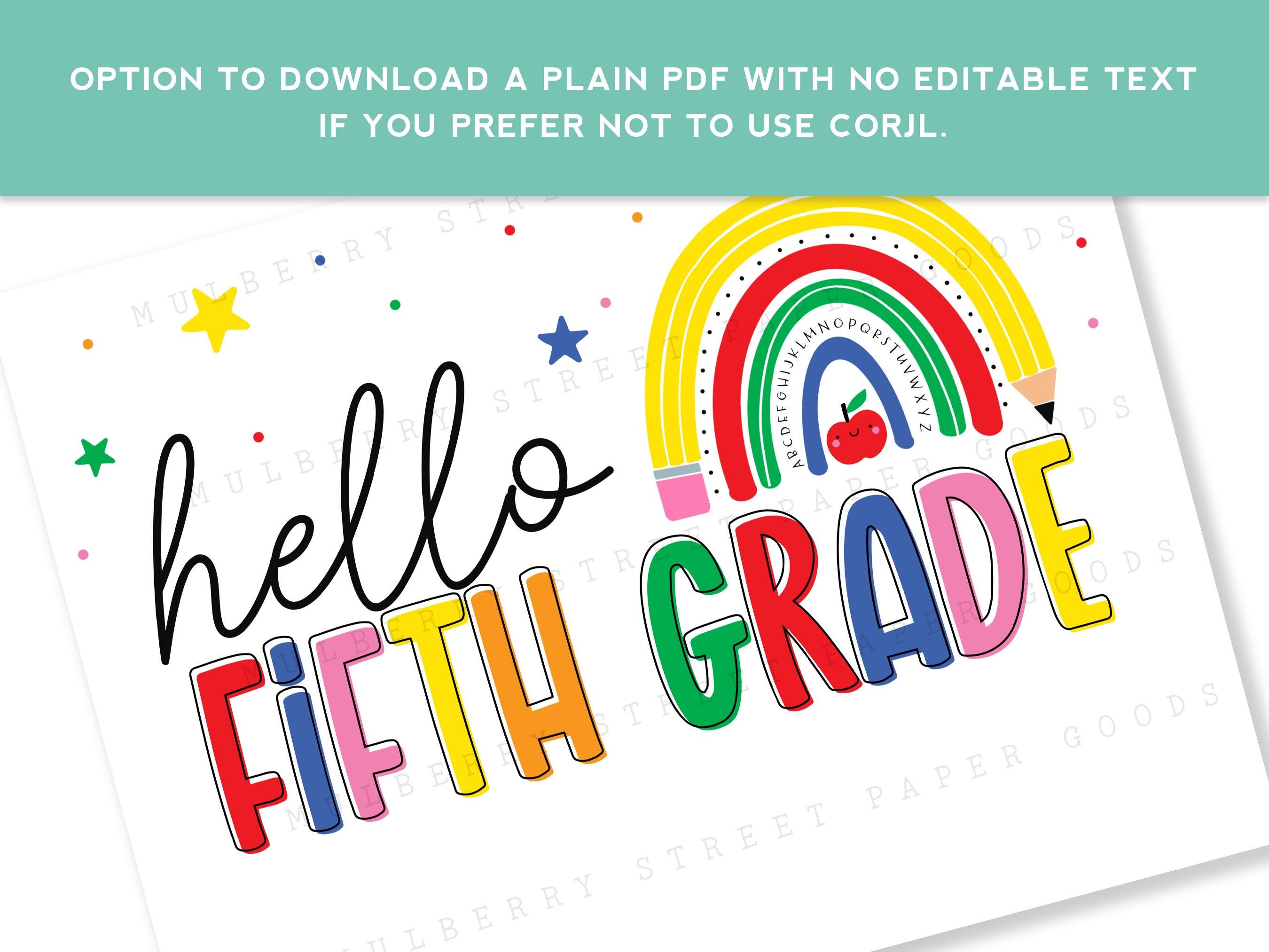 Editable First Day of Fifth Grade Sign Printable 1st Day of 5th Grade ...