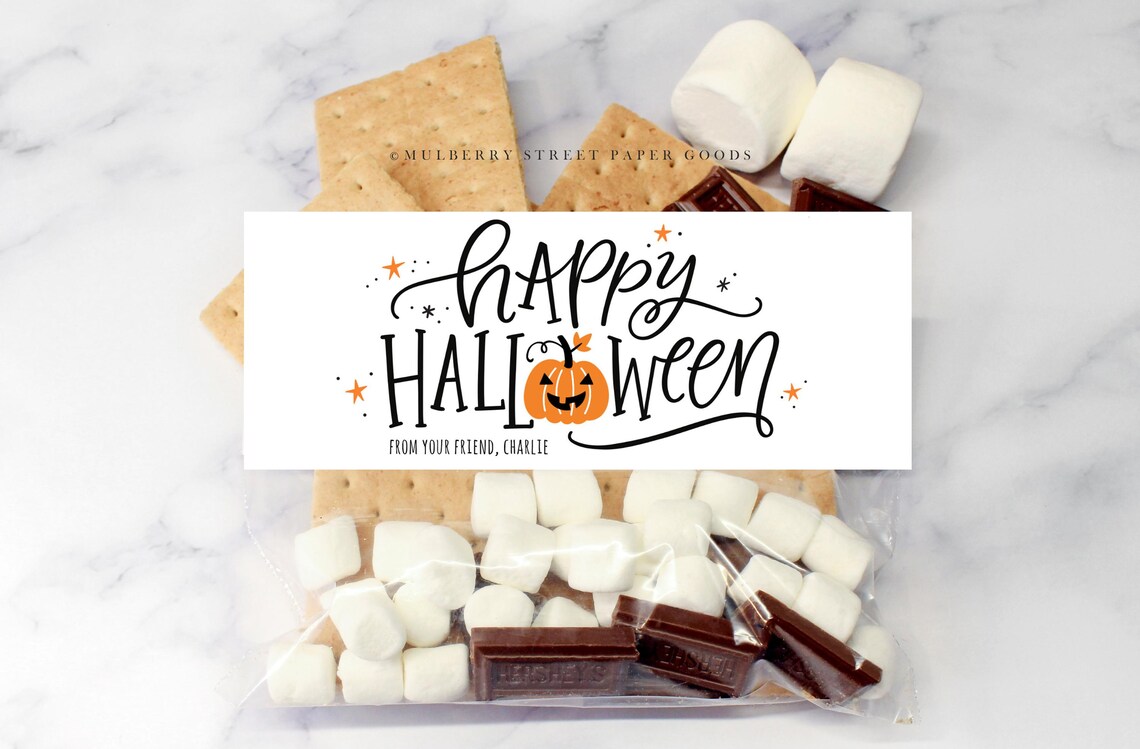 Printable Happy Halloween Bag Topper, Candy Bag Topper, Cookie Bag ...
