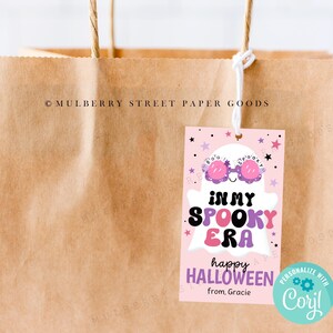 Printable Halloween Gift Tag Pink Halloween Treat Tag Spooky Era Ghost ...