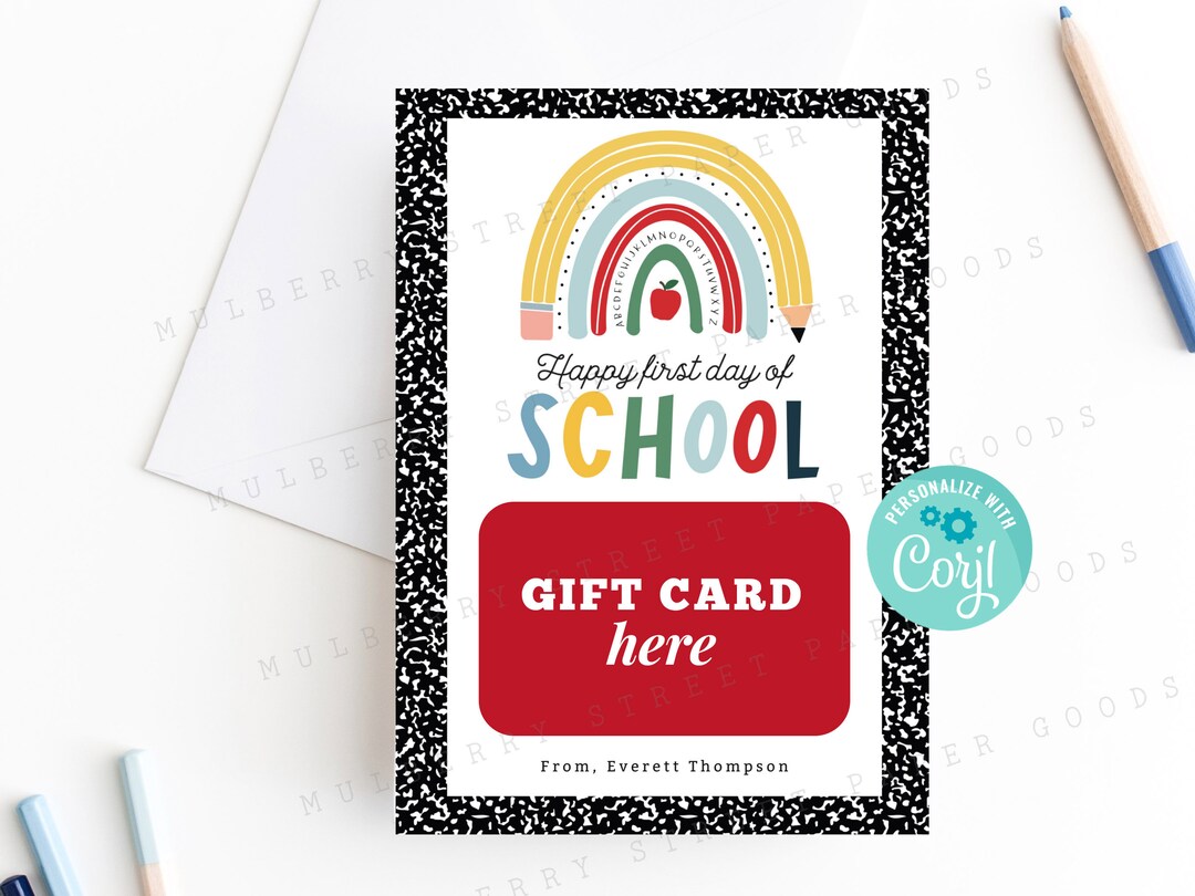 Printable Happy First Day of School Teacher Gift Card Holder, Back to ...