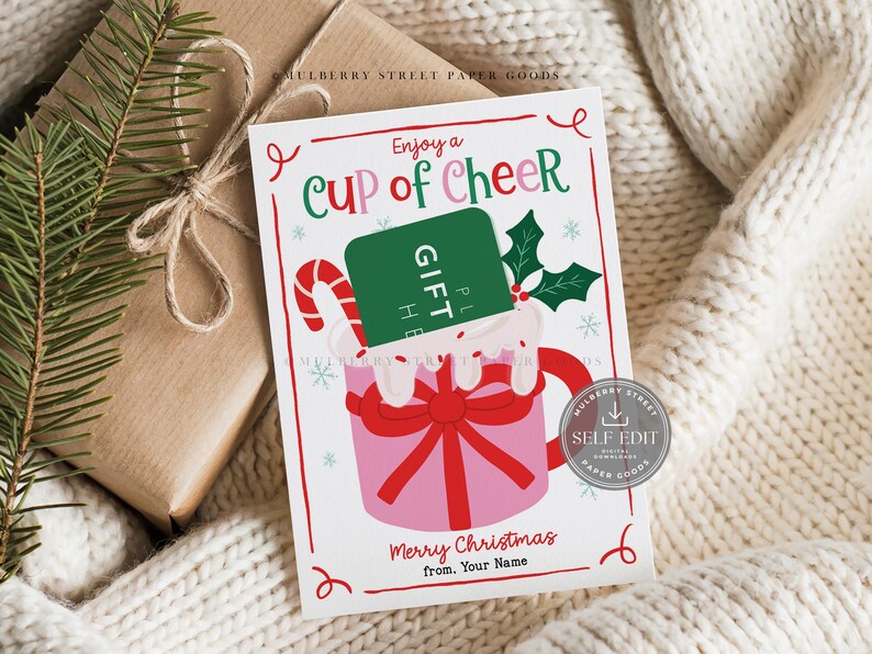 Christmas Coffee Gift Card Holder Printable Digital Download Canva ...