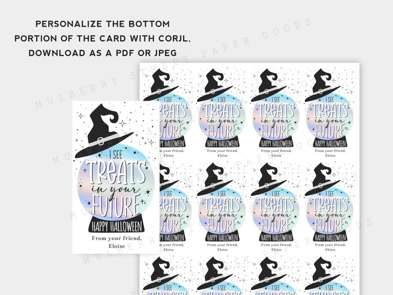 Printable I See Treats in Your Future Crystal Ball Halloween Party Gift ...