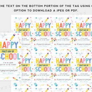 Happy First Day of School Gift Tag Printable, Instant Download Welcome ...