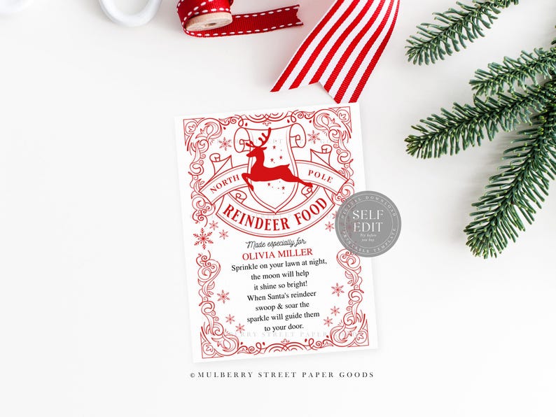Editable Reindeer Food Printable Digital Download Canva Template ...