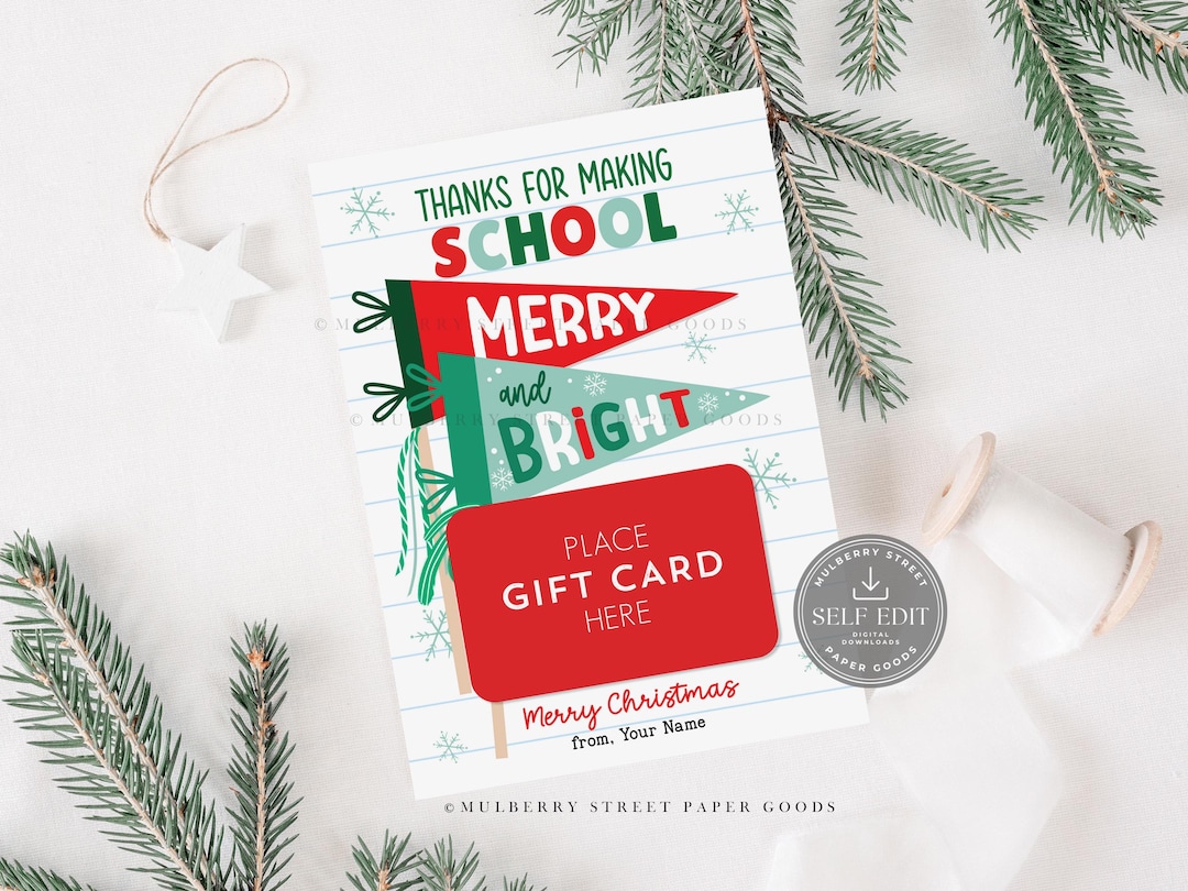 Teacher Christmas Gift Card Holder Printable Digital Download Canva ...