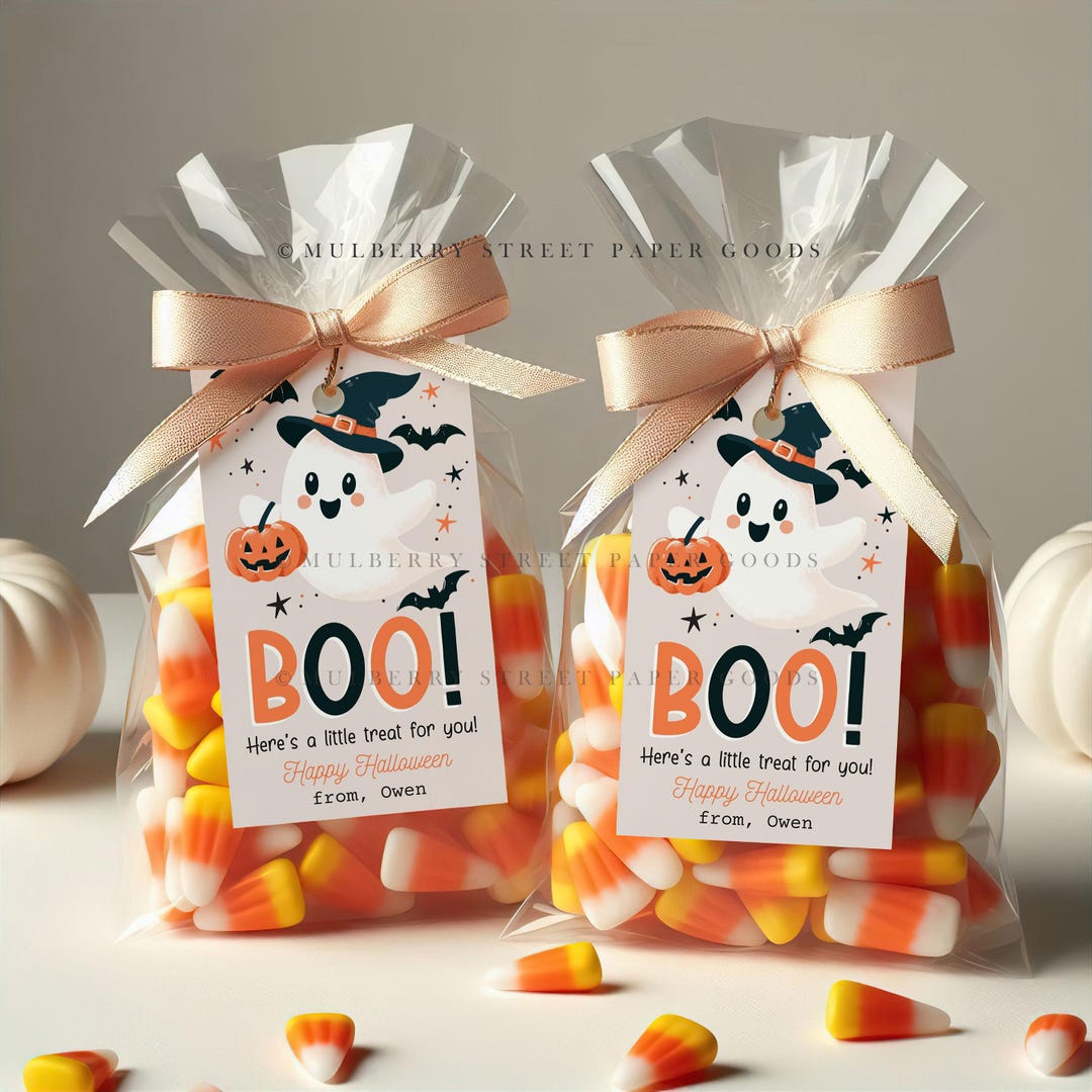 Printable Halloween Treat Bag Tags Cute Ghost Halloween Trick or Treat ...
