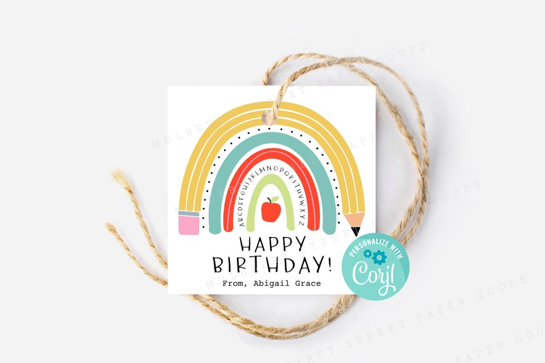 Printable Happy Birthday Rainbow Gift Tag, Children's Birthday Colorful ...