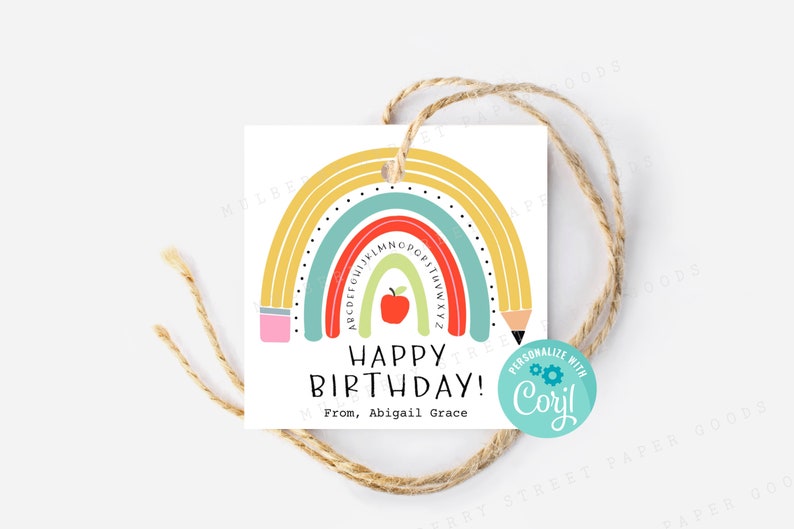 Printable Happy Birthday Rainbow Gift Tag Children's - Etsy