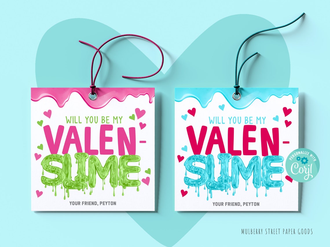 Printable Will You Be My Valenslime Classroom Valentine's | Etsy