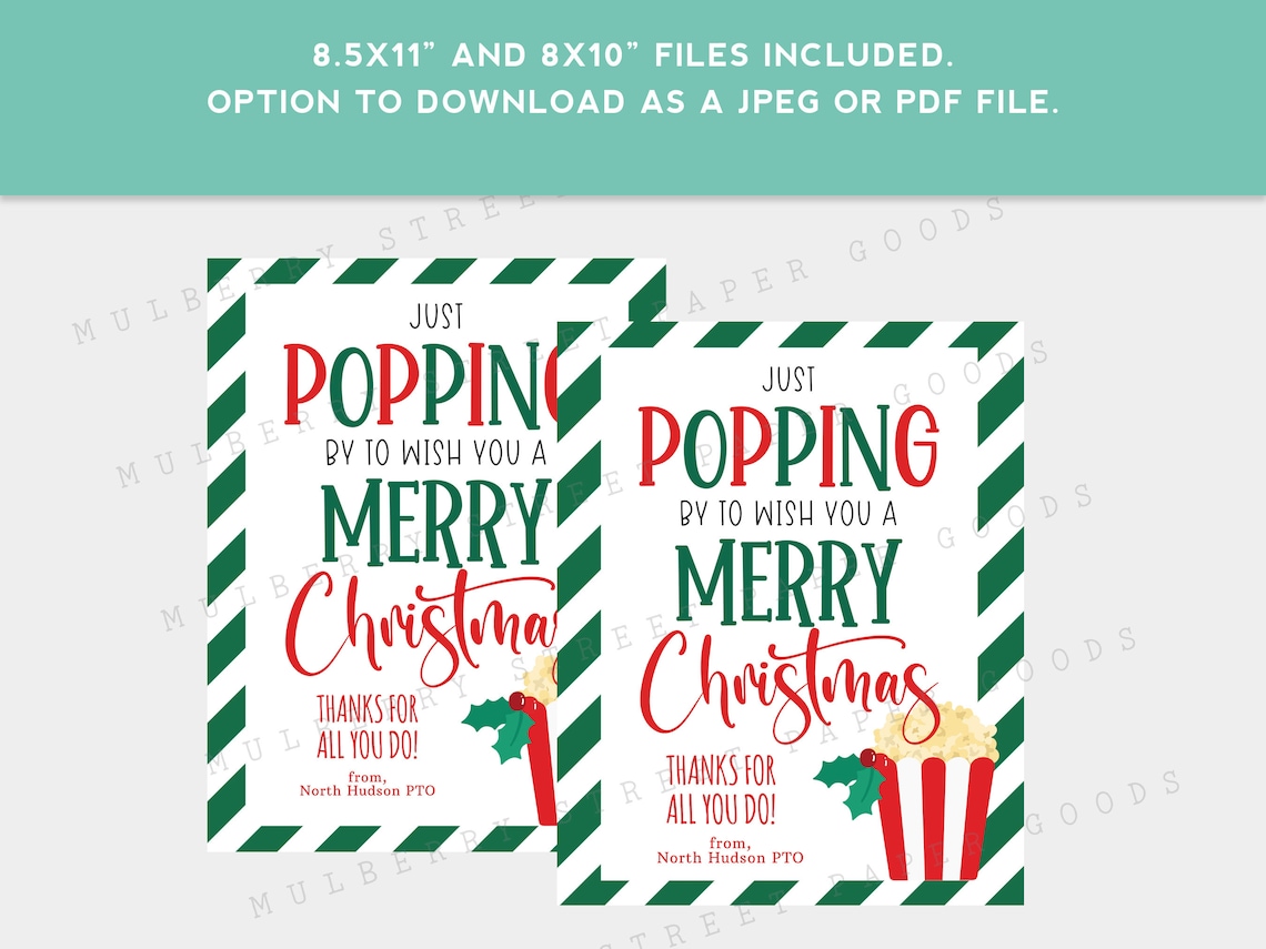 Christmas Movie Popcorn Table Sign Printable, Holiday Popcorn Bar Print ...