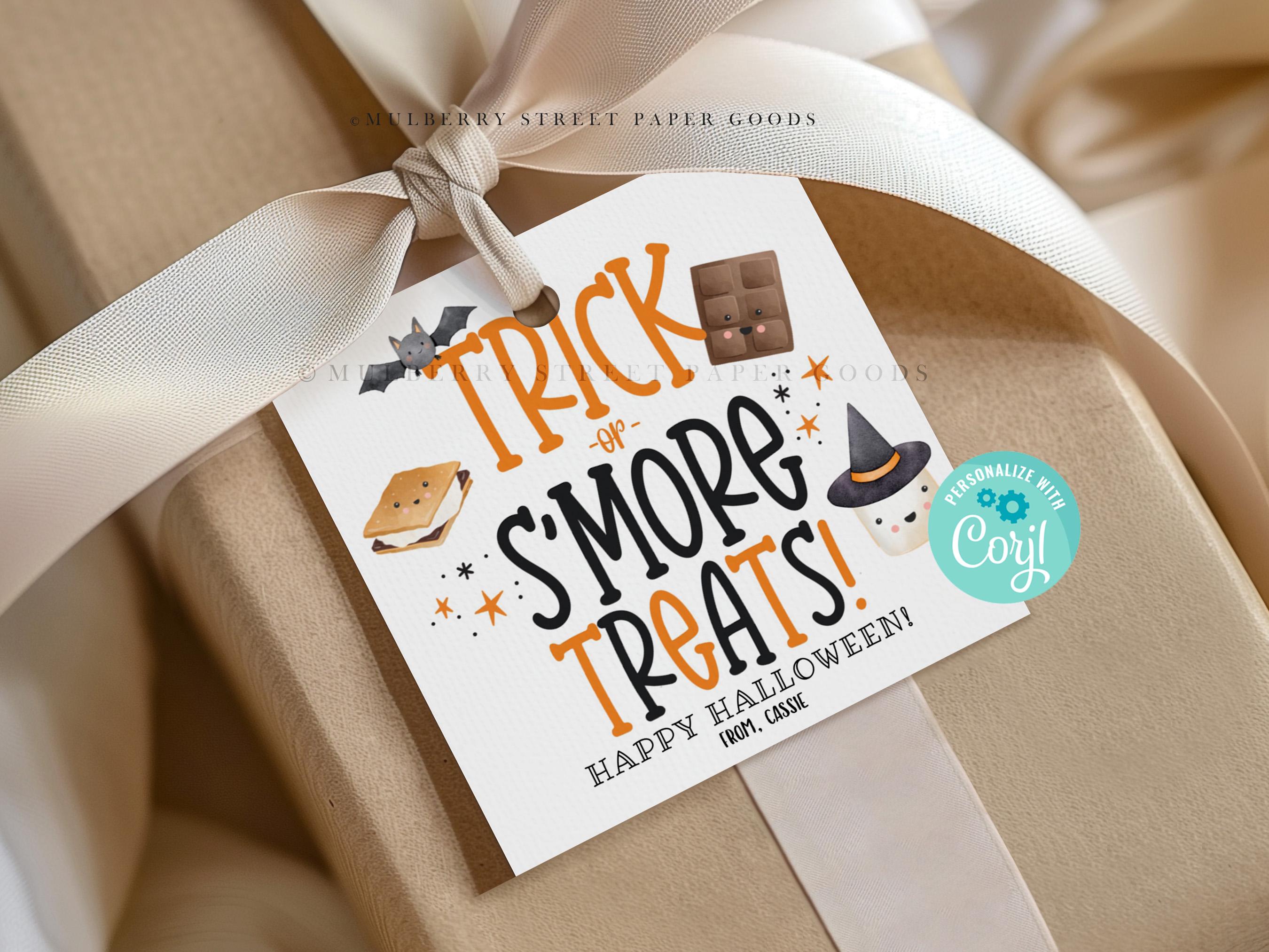Printable Smore Treats Bag Tag, Happy Halloween Gift Bag Tag, Trick or ...
