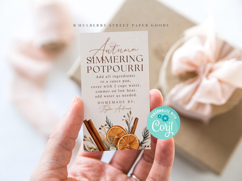 Editable Autumn Simmering Potpourri Gift Tag Fall Stovetop Potpourri ...