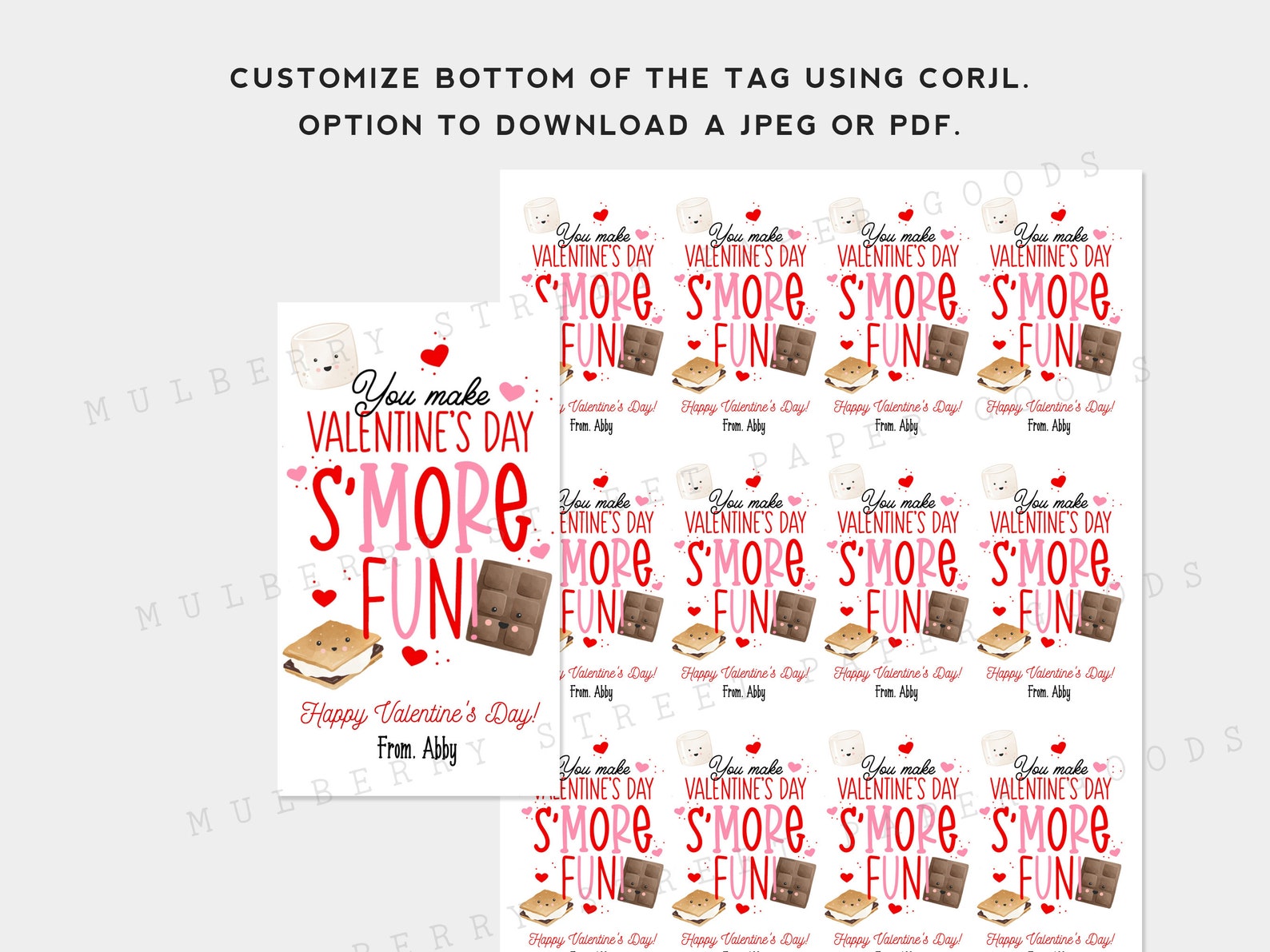 Printable You Make Valentine's Day S'more Fun Gift - Etsy