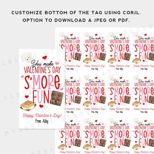 Printable You Make Valentine's Day S'more Fun Gift Tag, School ...