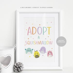 Instant Download Adopt A Squishmallow Table Sign Printable Plush Toy ...