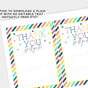 Printable Thanks for All You Do Gift Card Holder, Instant Download ...