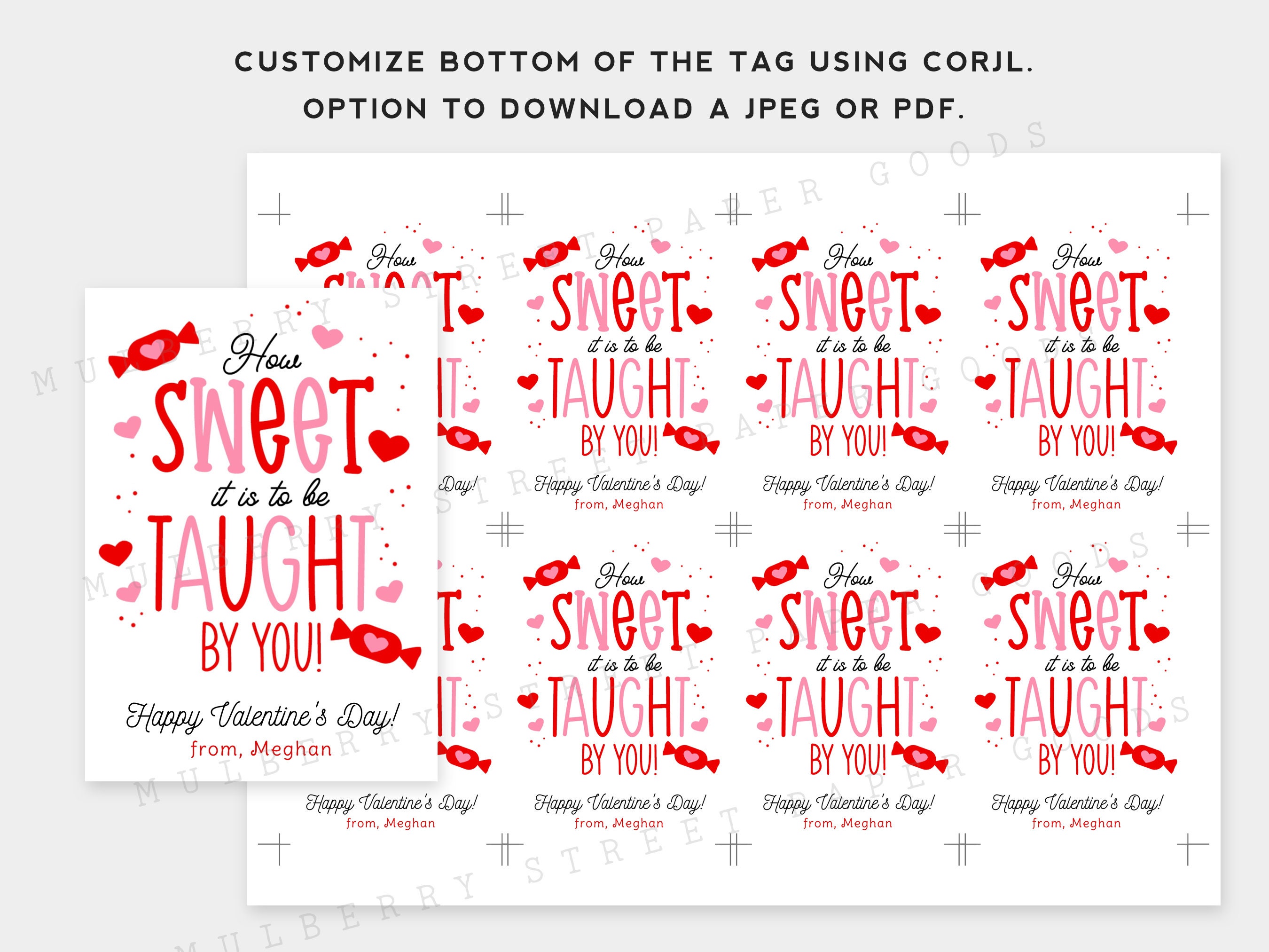 Teacher Valentine's Day Card Printable Digital Download Valentine Gift ...