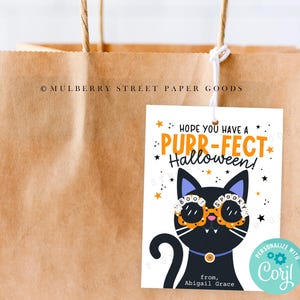 Halloween Favor Tags Printable Cute Cat Halloween Trick or Treat Gift ...