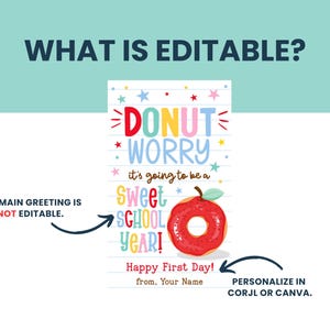 Donut Back to School Gift Tag Printable First Day of School Sweet Treat ...